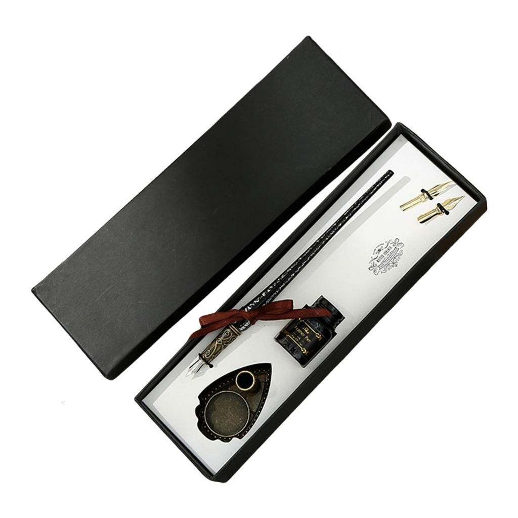 Набор стеклянных перьев со сменным наконечником и металлическим держателем для пера Набор для начинающих художников для письма и рисования