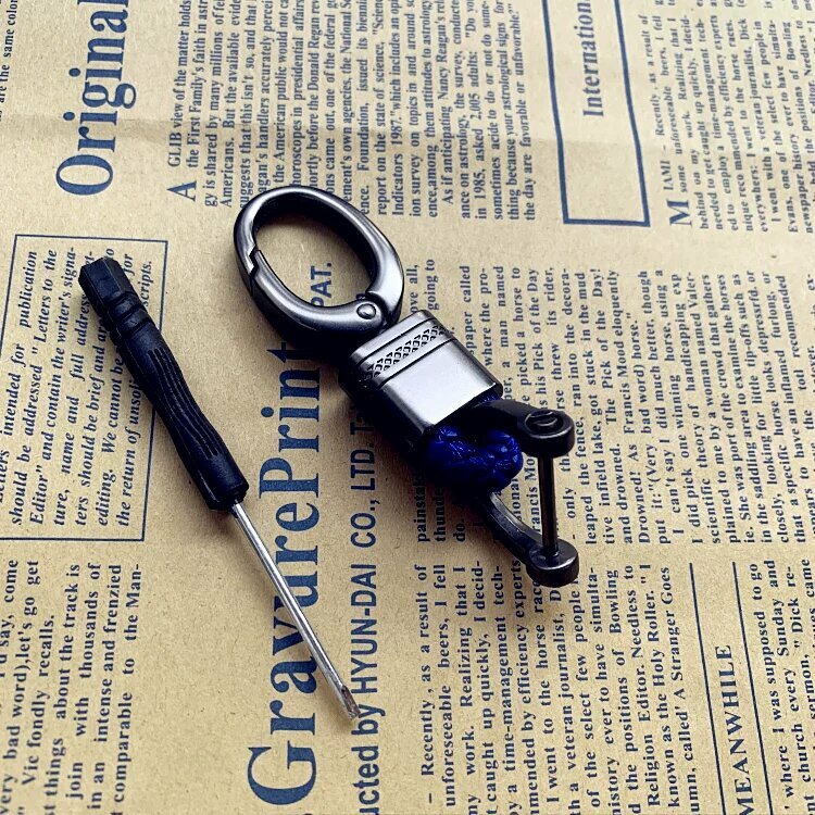 Королевский синий узор металлический брелок с веревкой для ключей, подарок