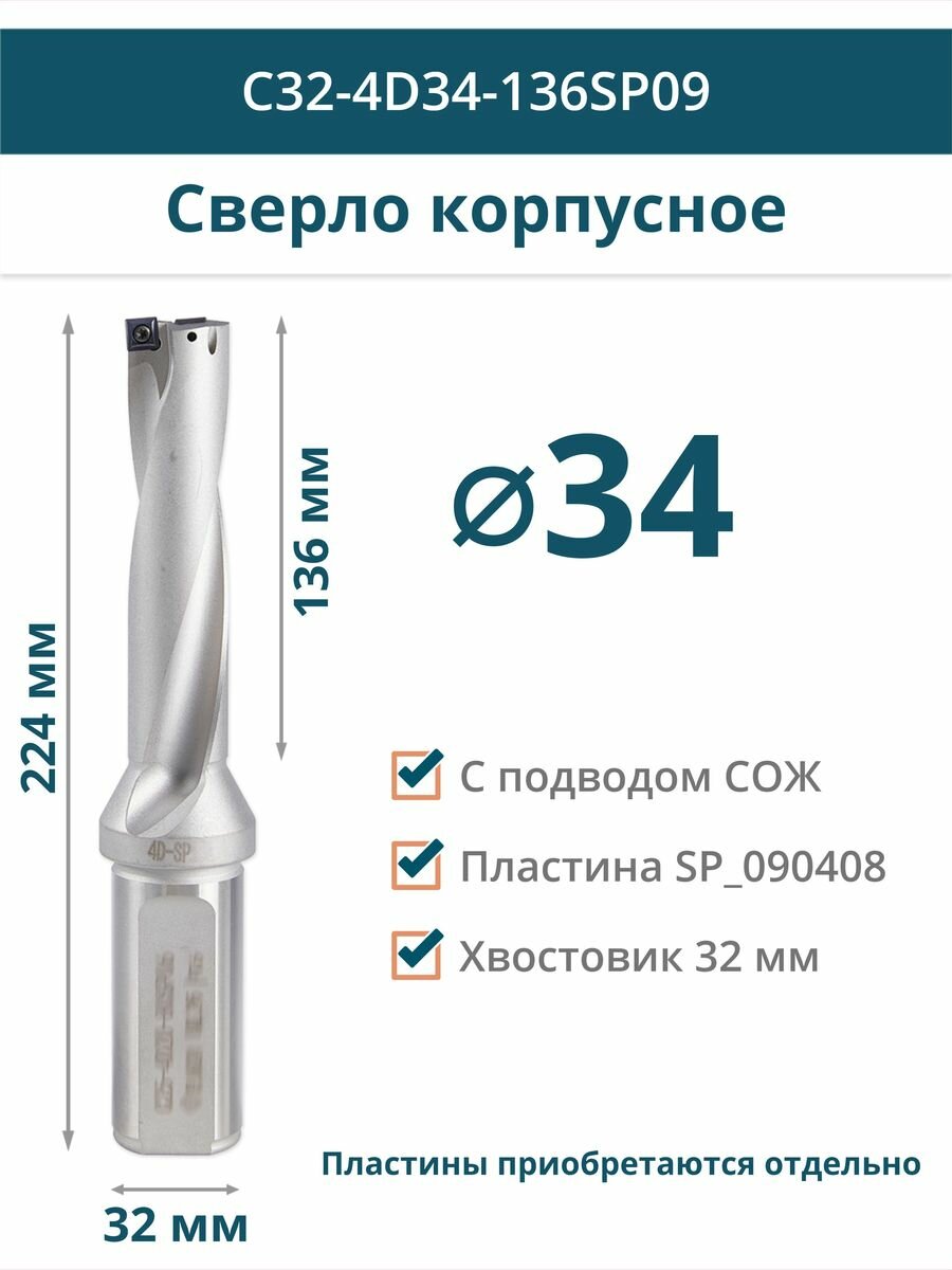 C32-4D34-136SP09 сверло корпусное 4D - 34 мм / сменная пластина SP_090408