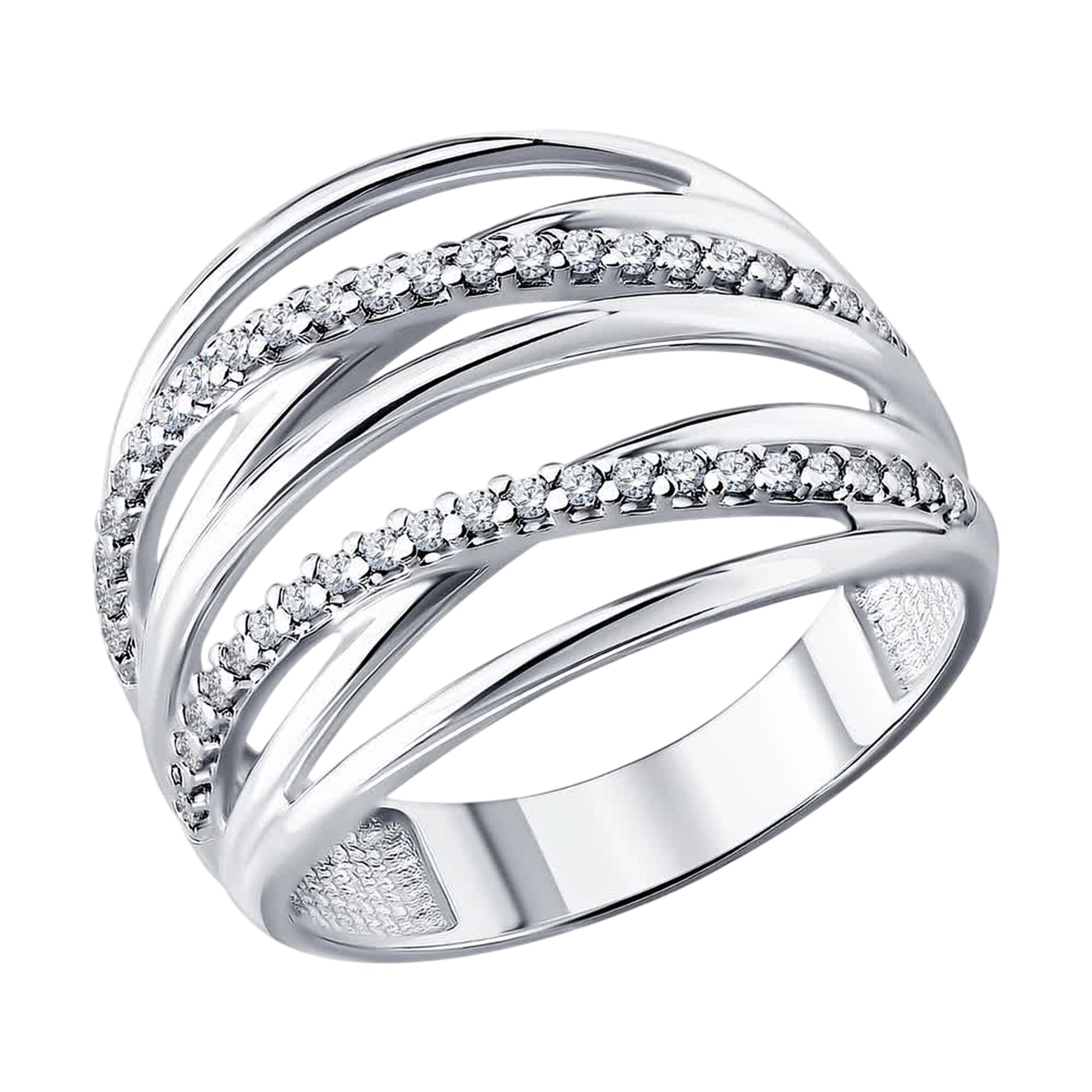 Кольцо, серебро, 925 проба, родирование, фианит