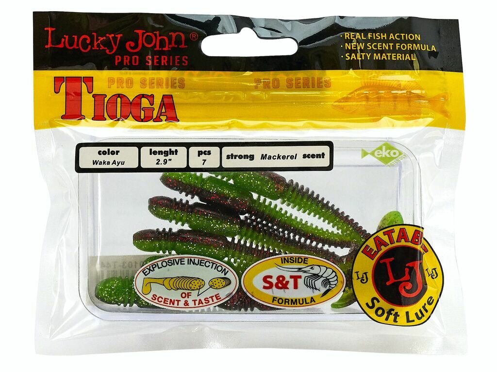 Виброхвосты "съедобные" Lucky John Pro Series TIOGA 2.9in (7,4 см), цвет T44, 7 шт. / силиконовые приманки для рыбалки