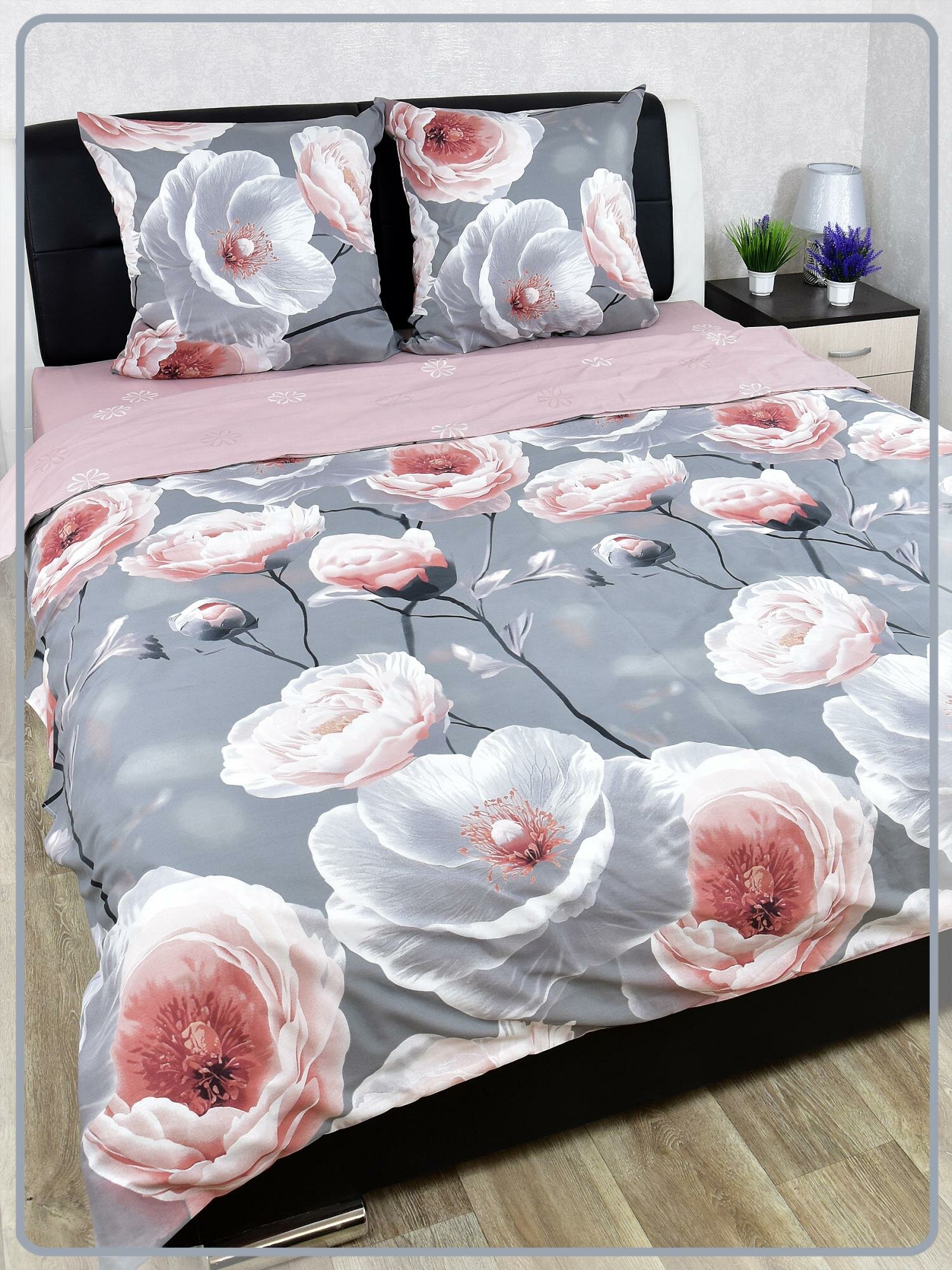 Постельное белье поплин F-81014 2 спальное с евро простыней