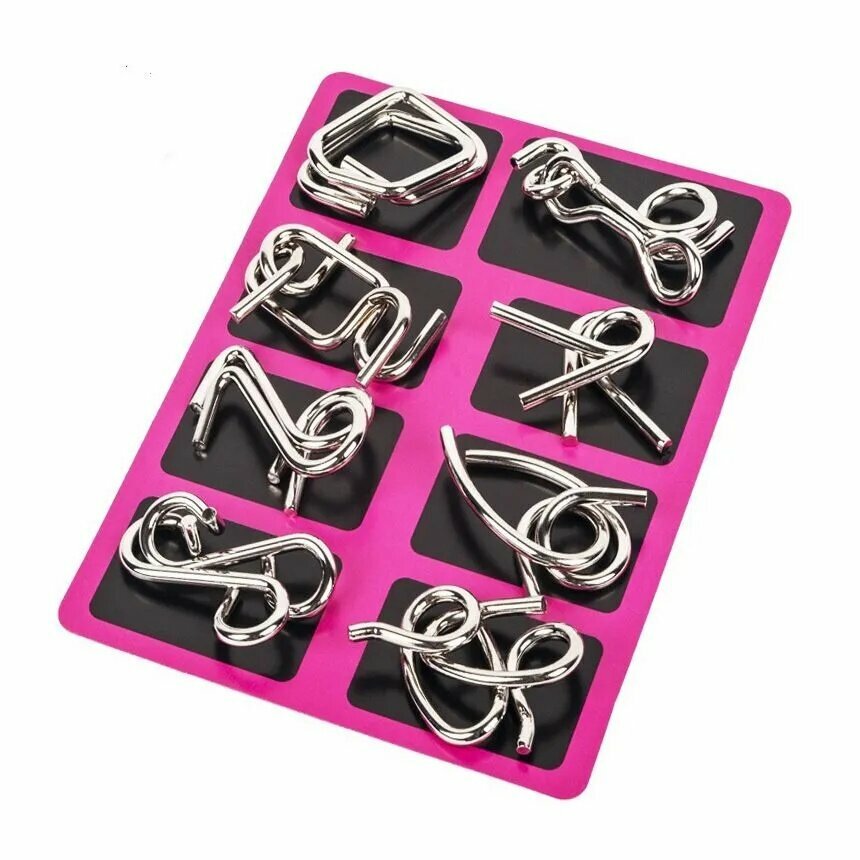 Металлическая головоломка "Девять колец", набор из 8 предметов, разъемные кольца ABC, в блистерной упаковке