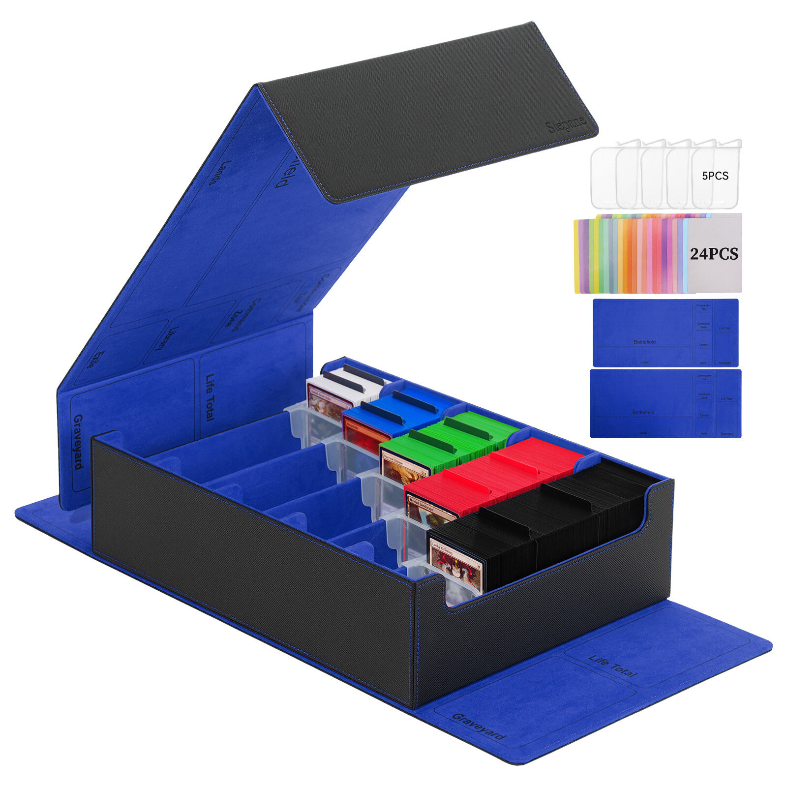 Коробка для хранения карт настольной игры, большая емкость 3800+ карт, коробка для карт PU, коробка для карт Game King Tarot с магнитной открывающейся крышкой