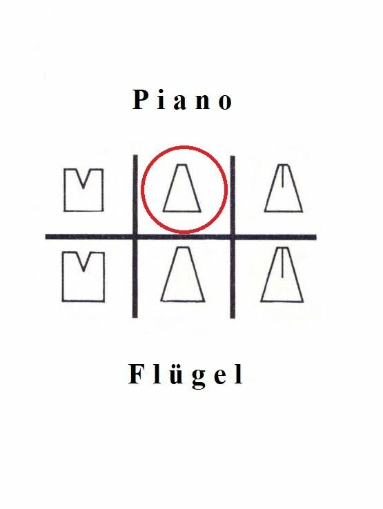 Демферный "V" фильц для пианино, с красным унтерфильцем (подкладкой)