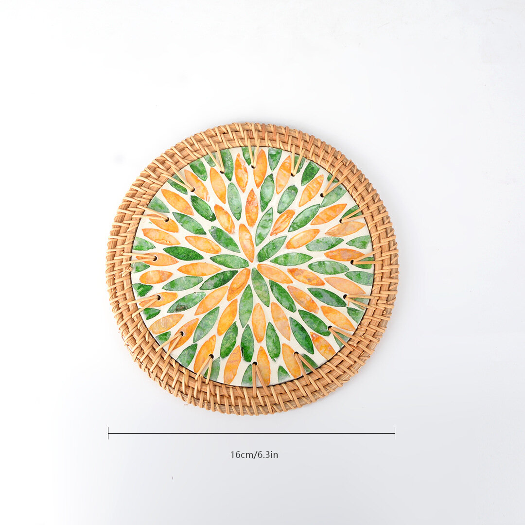 Горячая продажа в Юго-Восточной Азии, импортированные ручной работы цветные подставки из ракушек, креативная натуральная перламутровая теплоизоляционная подложка, легкая роскошная деревянная декоративная подставка для миски