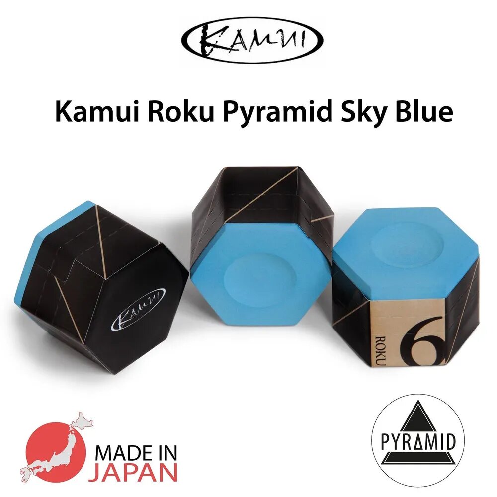 Мел бильярдный Kamui Roku Pyramid Sky Blue V704 N005, Япония, 1 шт, для карамболя — фото 1