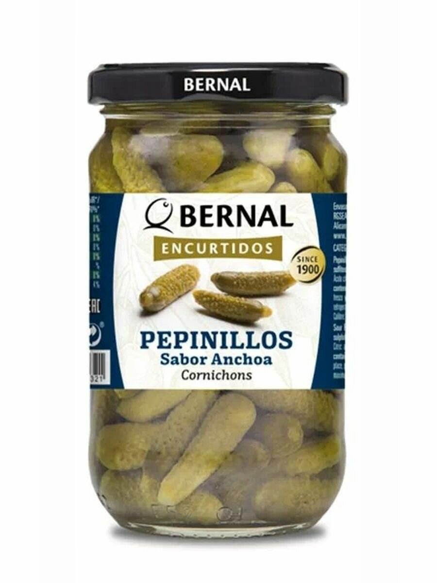 Корнишоны Bernal, маринованные, в рассоле, в стеклянной банке, 300г