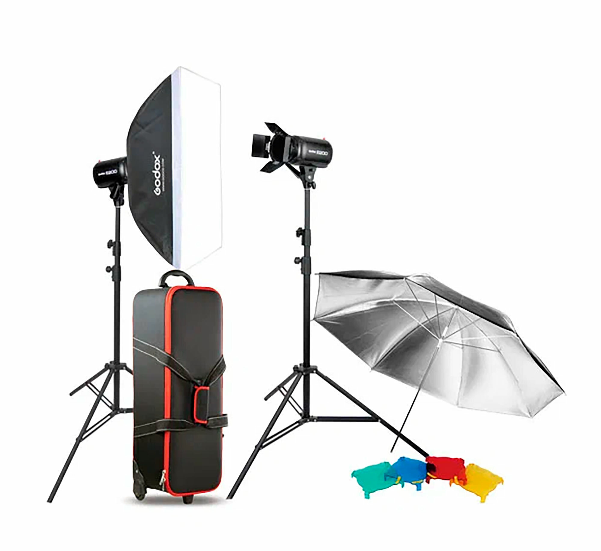 Комплект студийного света Godox E120-F, 2х120 Дж, питание от батареек