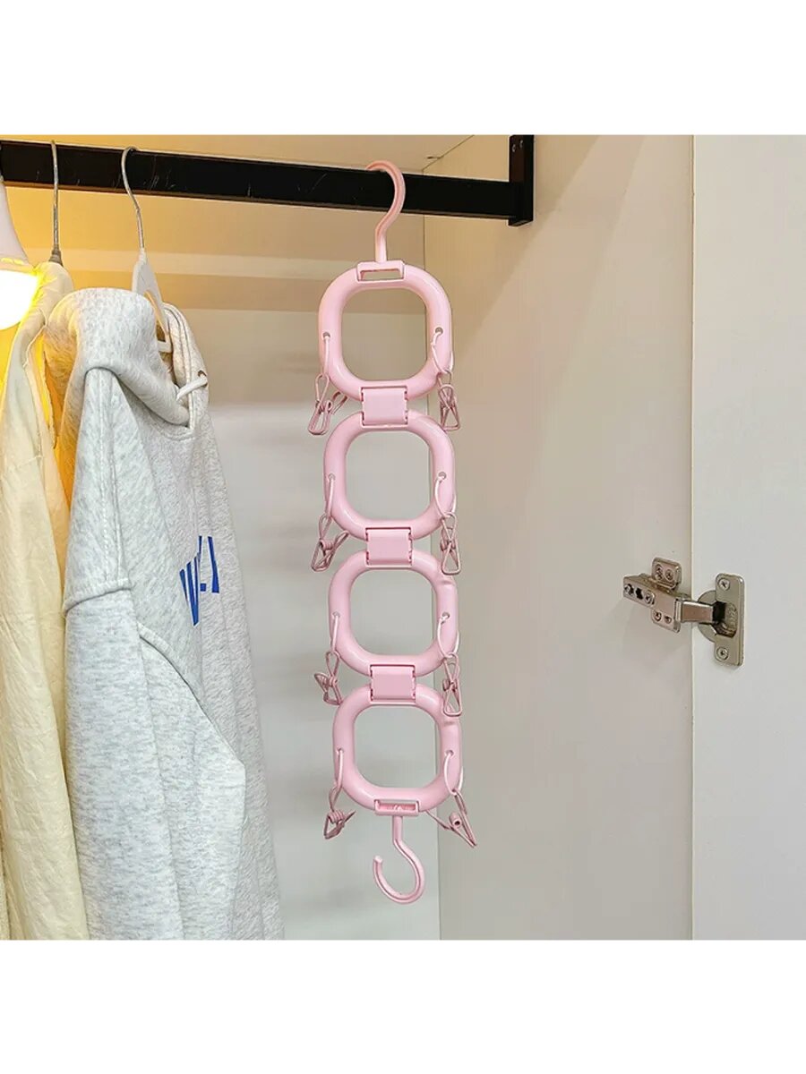 Крючок для шляп и шарфов - розовый, 4 кольца