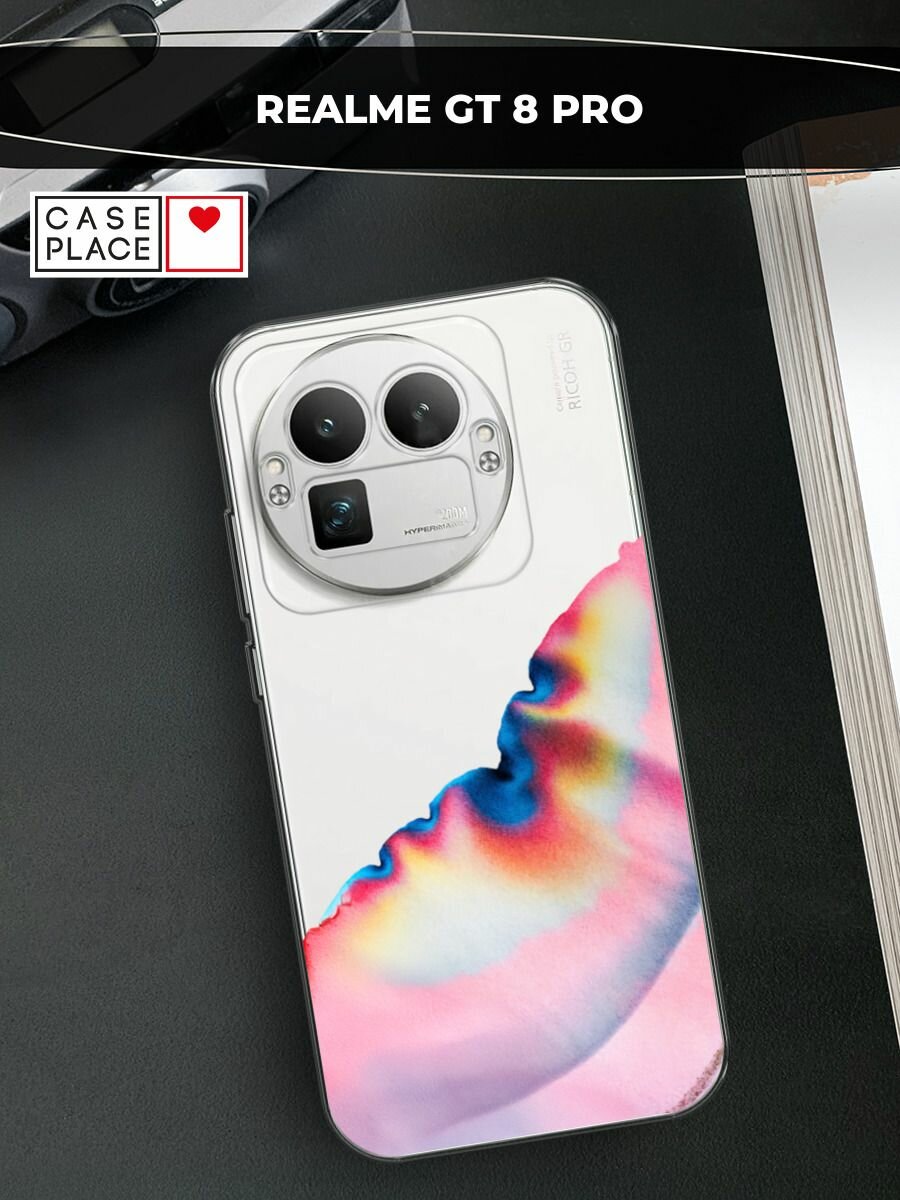 Чехол на Realme GT 8 Pro / Реалми GT 8 Про с принтом Розовая акварель, прозрачный