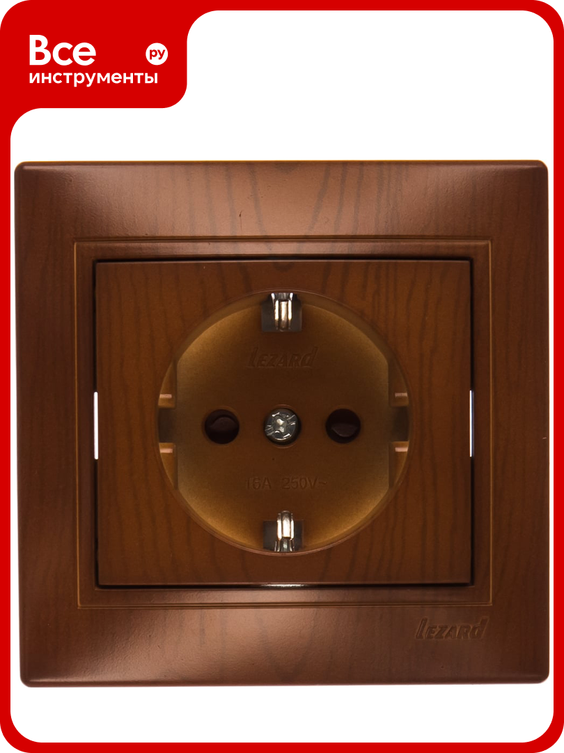 Розетка с защитой от детей Lezard MIRA керамика сосна, встраиваемая скрытая, защитные шторки