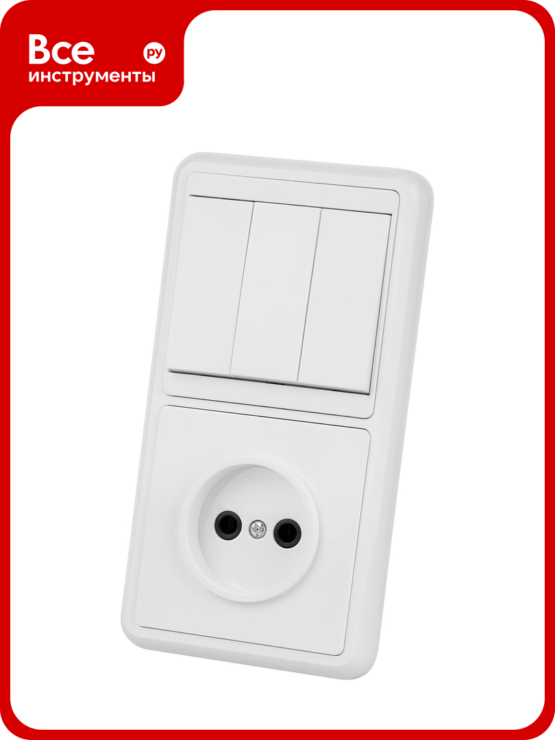 Блок комбинированный TDM ELECTRIC бквр 3-х кл. выкл + розетка TDM SQ1813-0012