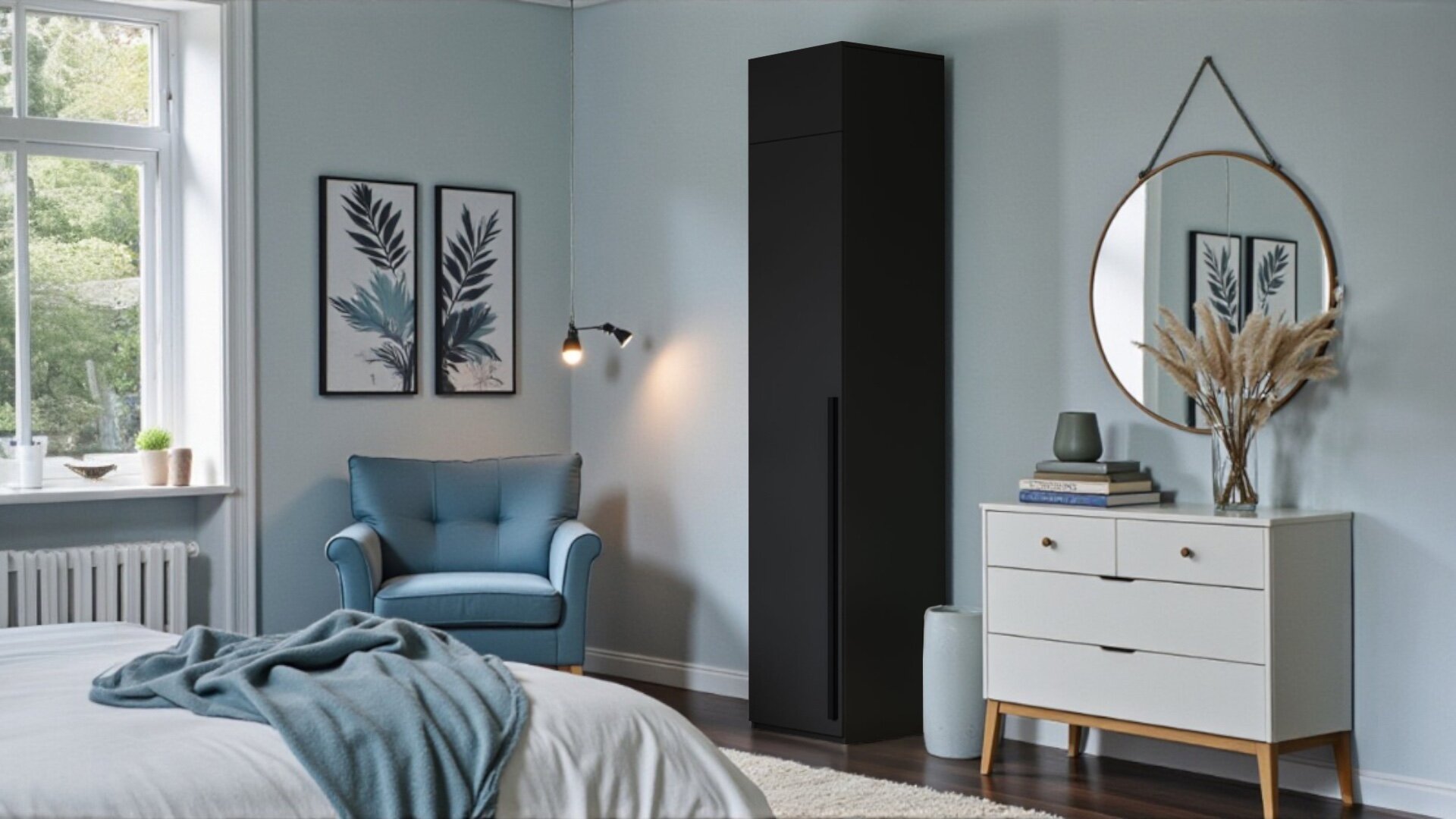 Распашной шкаф Лорена с антресолью Черныи 0190 PE NEW 50x40x230 см, черный GOODFORM