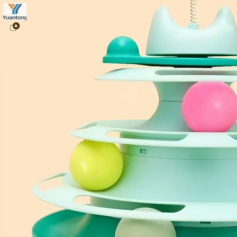 Игровая пирамидка для кошек - башня с шариками