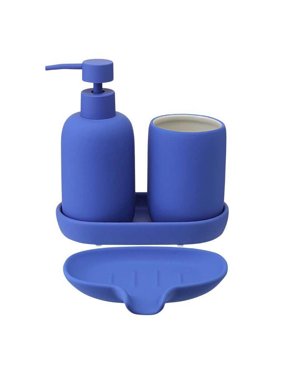 Набор ванных принадлежностей с подставкой Bergenson Bjorn Flow 4 предмета, синий индиго