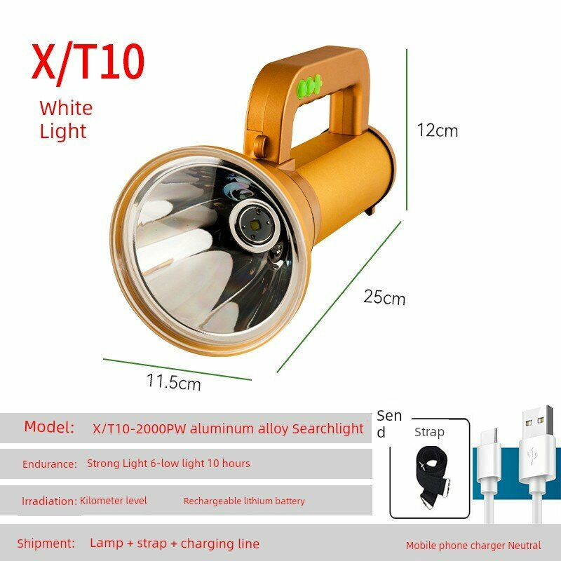 Суперяркий уличный прожектор дальнего действия, мощный свет, перезаряжаемый, с длительным сроком службы батареи,