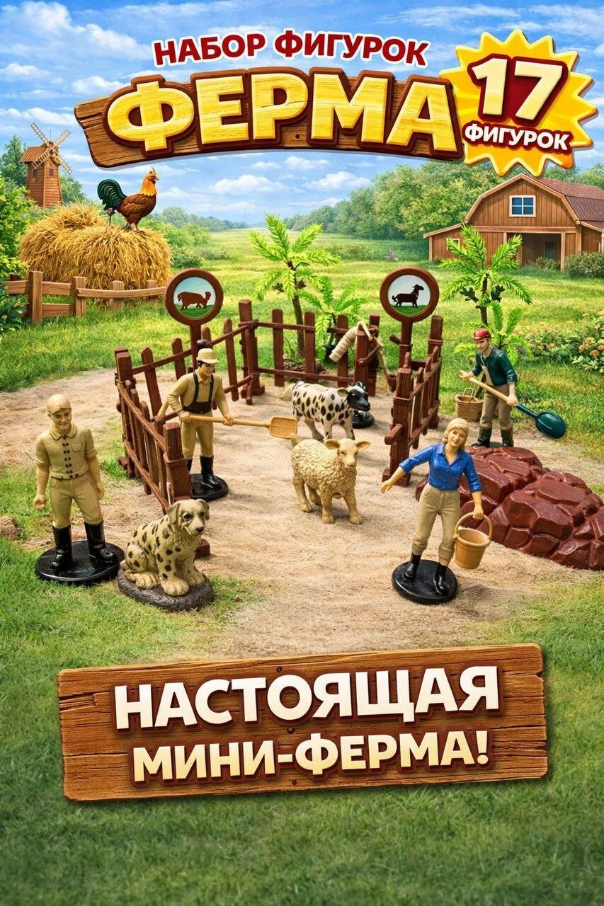 Набор фигурок животных, 36 штук