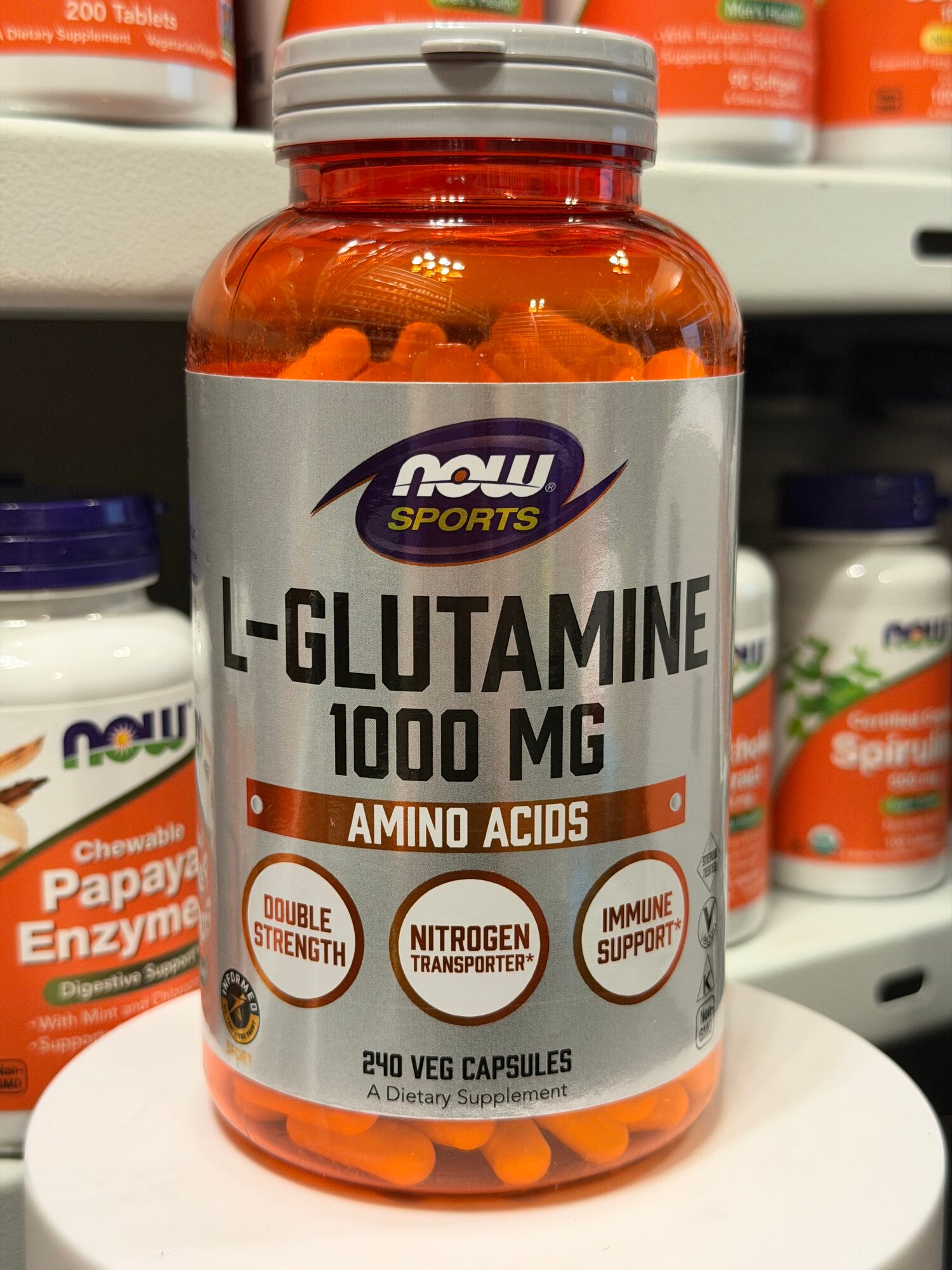 NOW L-Glutamine 1000 мг — глутамин для восстановления мышц и иммунитета, 240 капсул