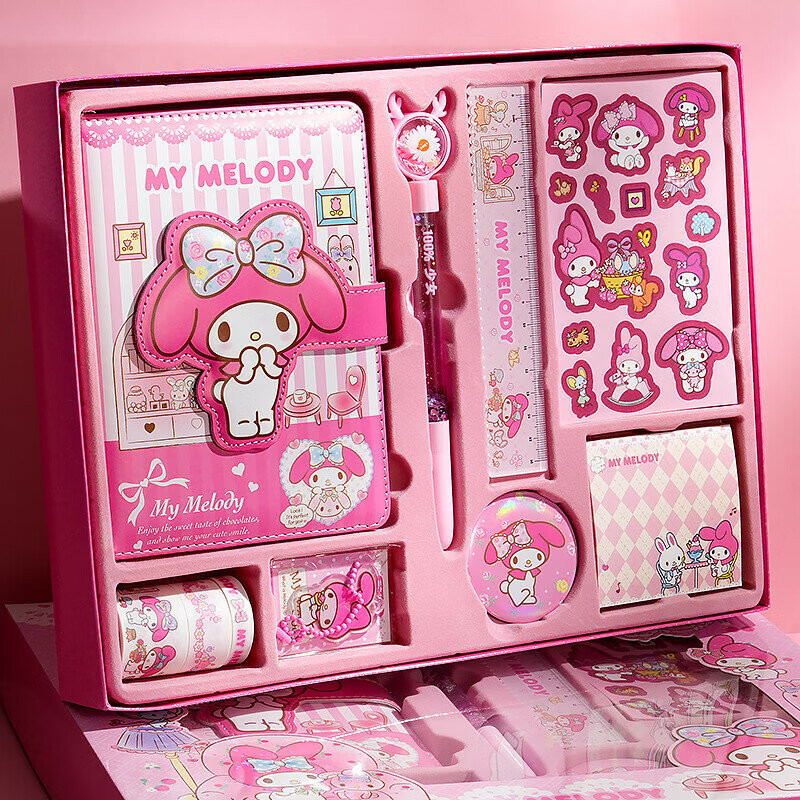 West Xia Meileti Hand Account Book Gift Box Set Primary School Student Stationery Stickers Sanrio Children Girls Birthday Gift Back to School