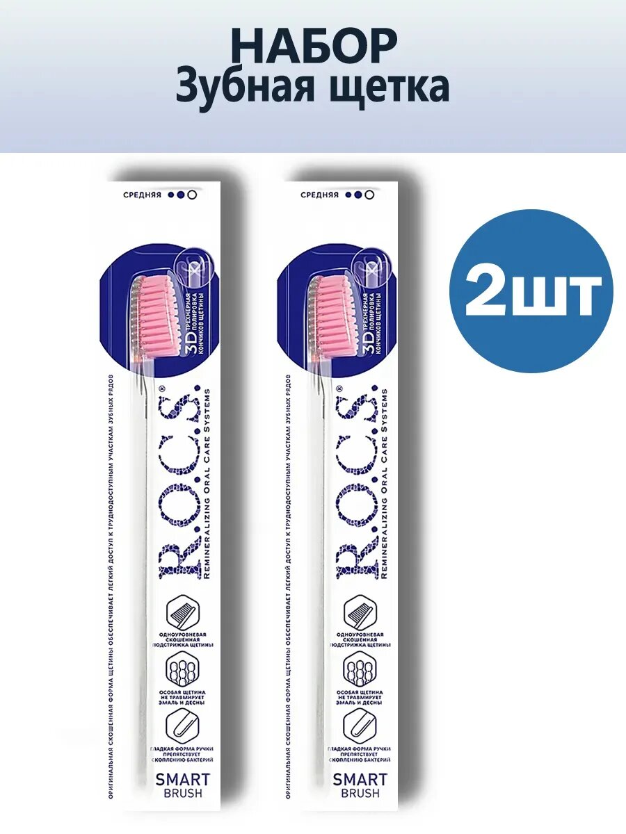 Rocs Зубная щетка классическая средняя 2уп