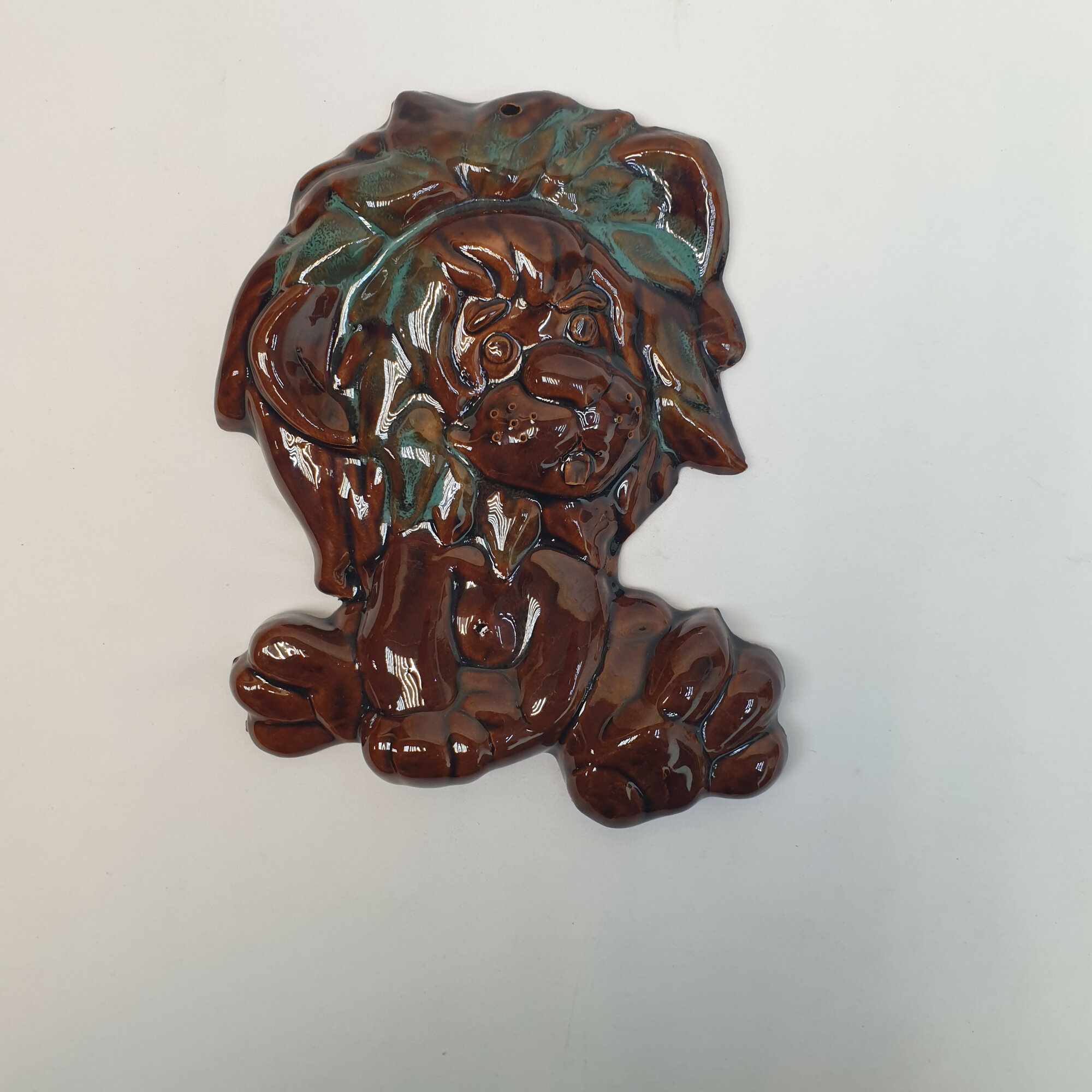 Панно керамическое СССР. Редкое, экспериментальный образец. Лев. Орловский завод керамики.