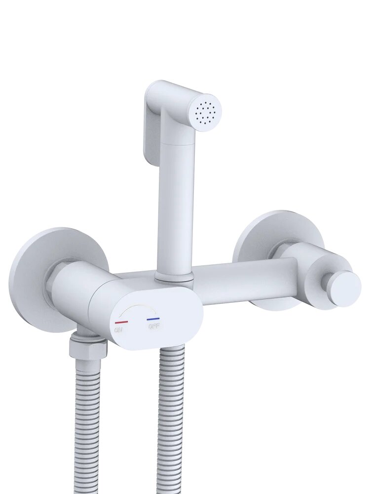Гигиенический душ Weltwasser Higi R02 WT со смесителем, белый, матовый, латунь, рычажный, с защитой от обратного потока, смеситель для биде