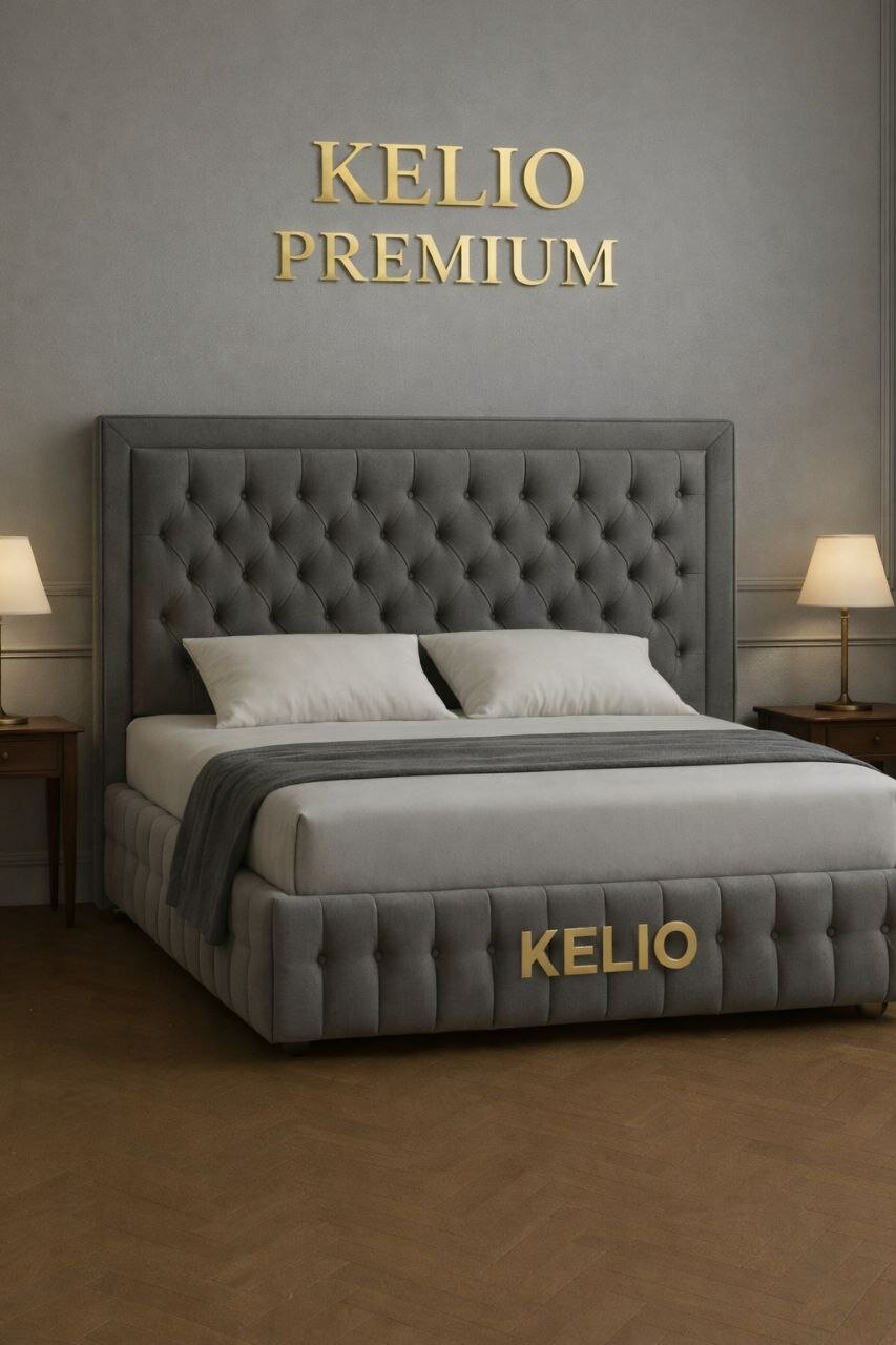 Кровать двуспальная 160х200 с подъемным механизмом и ортопедическим основанием Amur серый