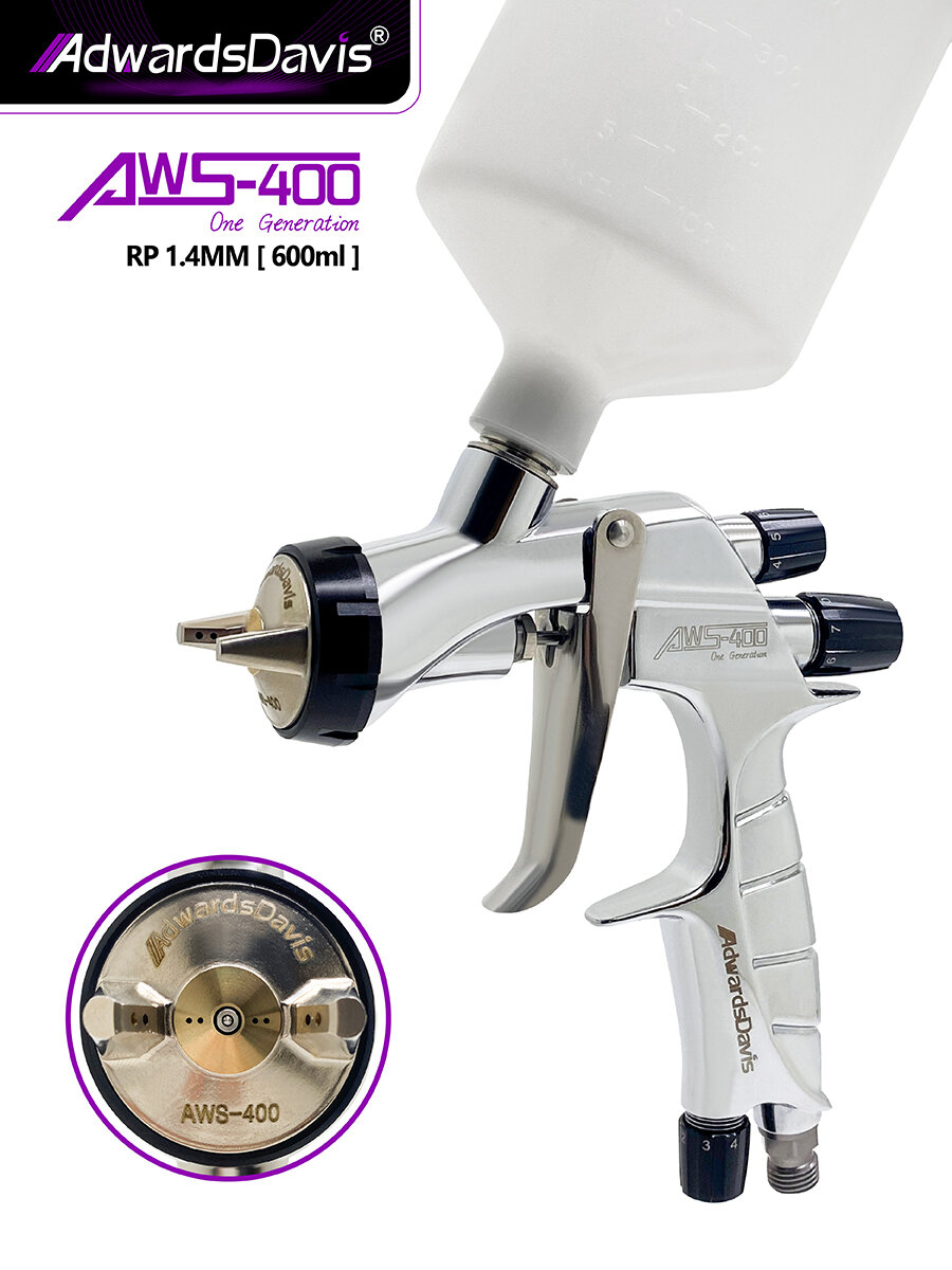 AdwardsDavis WS-400 пневматический краскораспылитель с высоким распылением, автомобильный краскораспылитель 1,4 мм