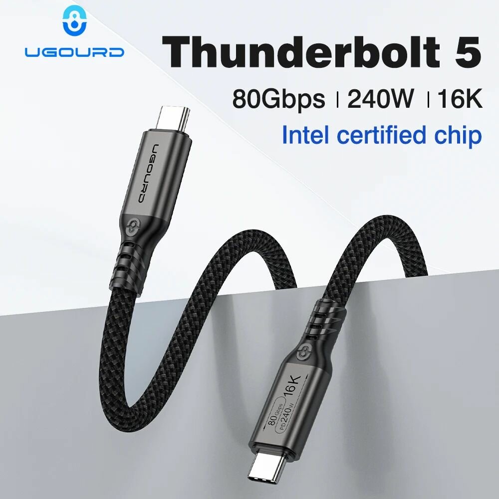Кабель Thunderbolt 5 с сертифицированным чипом типа C к типу C Thunderbolt4 0,3 м 2 м Макс 120 Гбит/с PD240W Передача энергии 16K USB4-V2 USB5 для M.2 Коробка жесткого диска eGPU MacBook Pro iPad