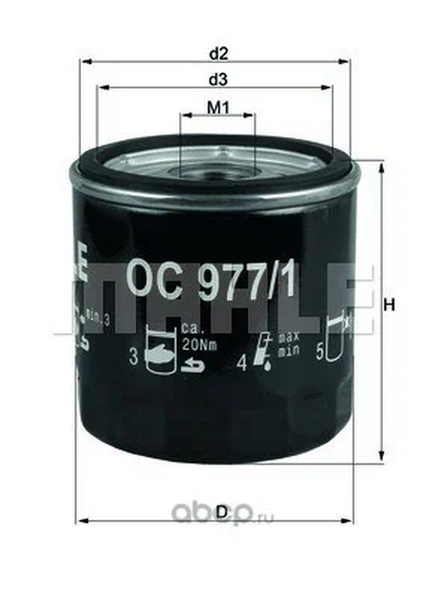 Масляный фильтр MAHLE OC 977/1