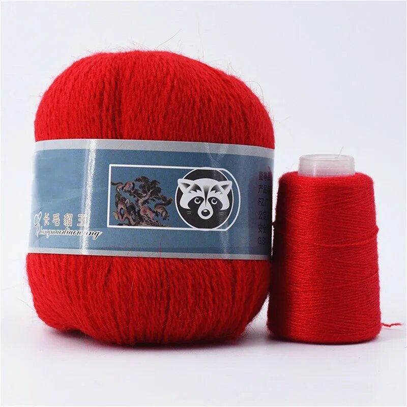 Красная пряжа плюшевая с шерстью норки 50+20г, Color: 810