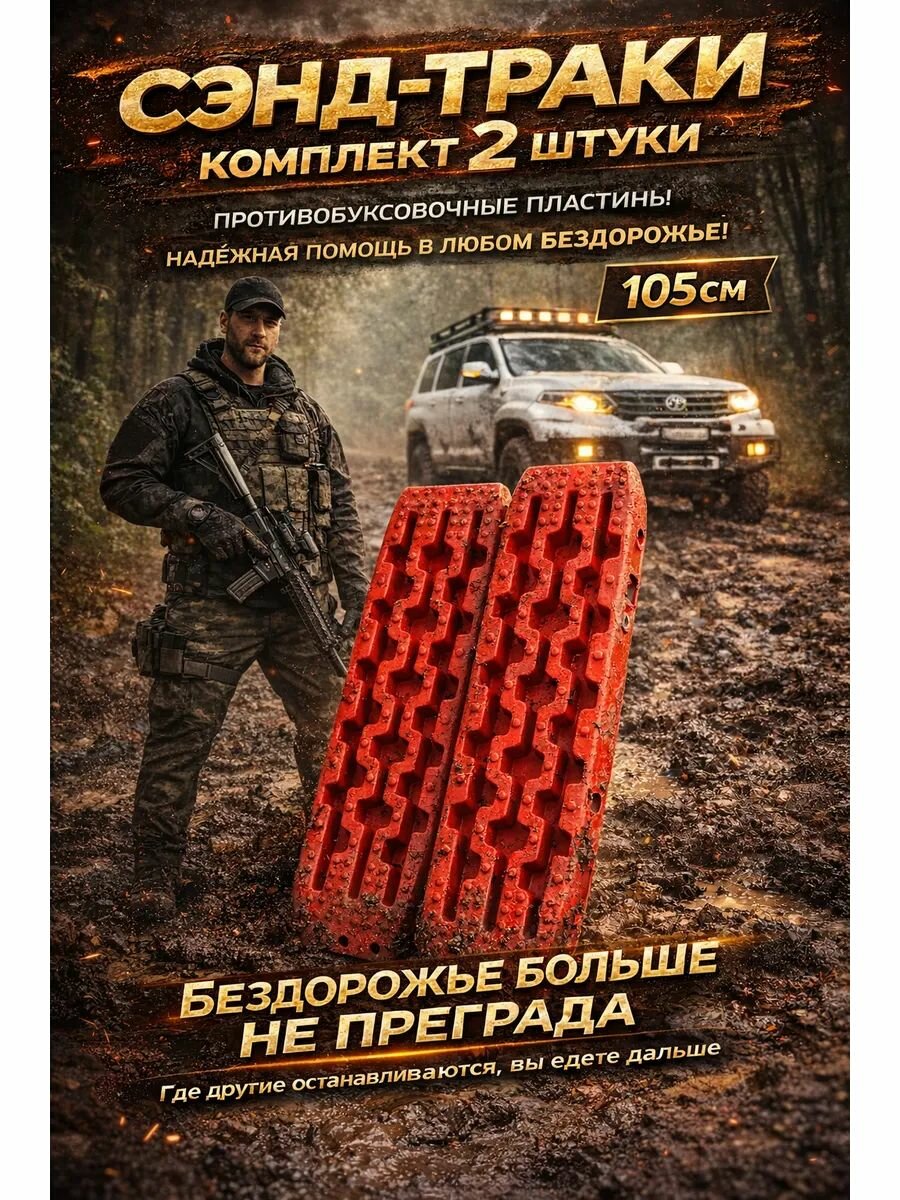 Сэнд-трак усиленный противобуксовочный для авто и внедорожника