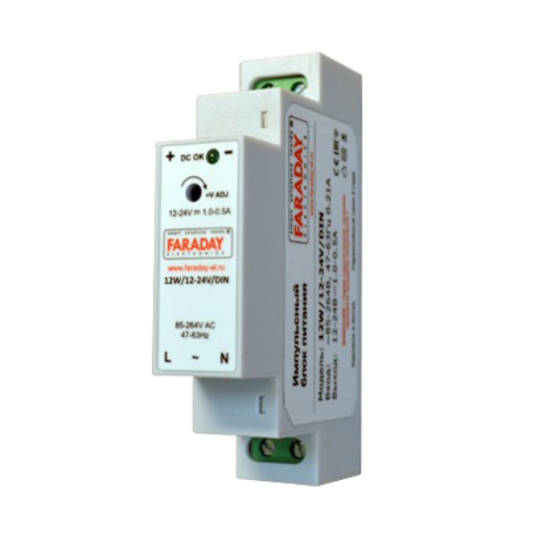 Блок питания ZONT 12W/12-24V/DIN импульсный с креплением на дин-рейку (ML13968)
