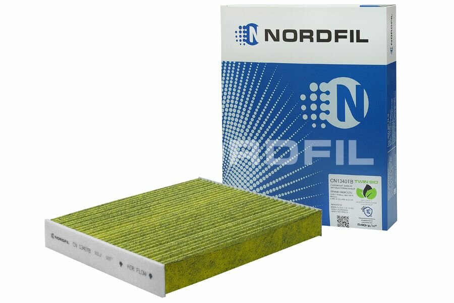 NORDFIL Фильтр салона для антибактериальный TWIN BIO (245 мм x 290 мм x 39 мм) Geely Preface Atlas Monjaro