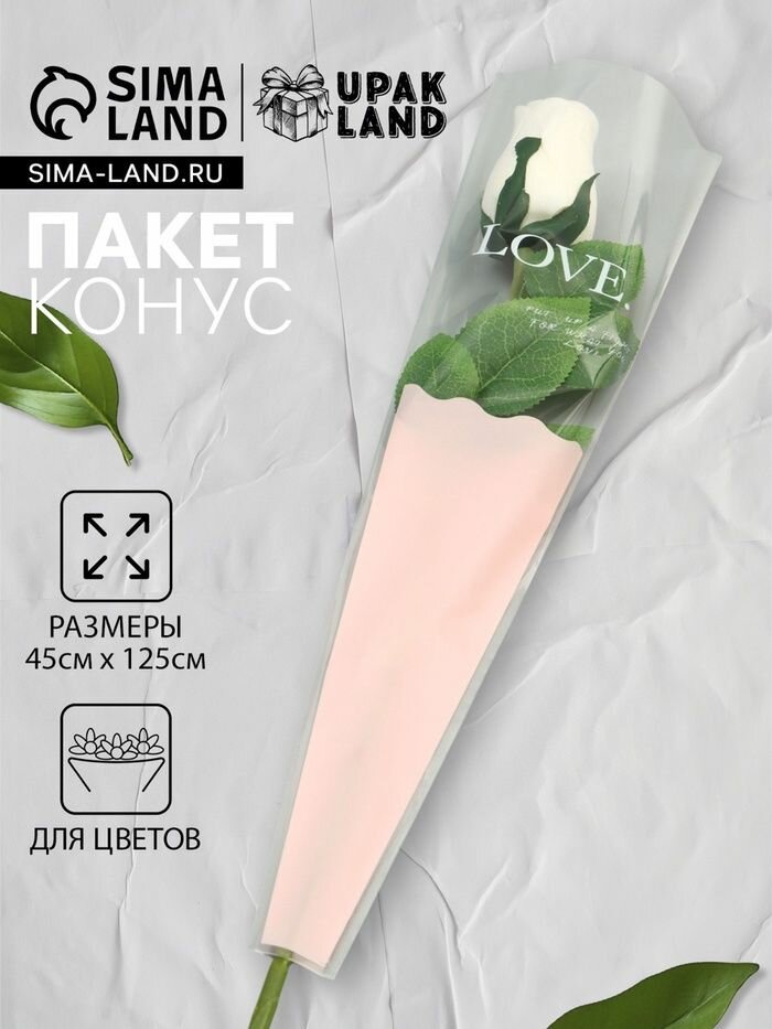 Пакет конус для цветов, Чувства , 12.5 4 45 1 см, розовый