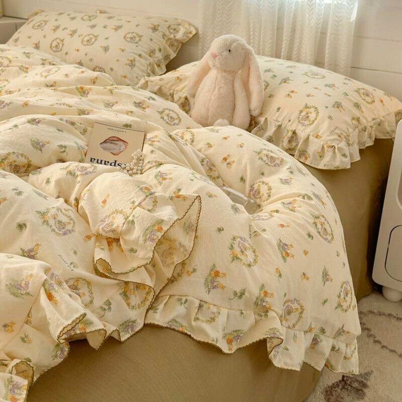 Комплект постельного белья "Princess Style", Трикотажный хлопок, цветочный принт, 4 предмета 180*220cm