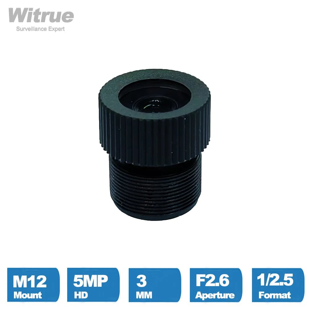 Объектив без искажений HD 5 Мп 3 мм M12 крепление F2.6 1/1/2 "с ИК-фильтром 650 нм для распознавания лица охотничьи камеры