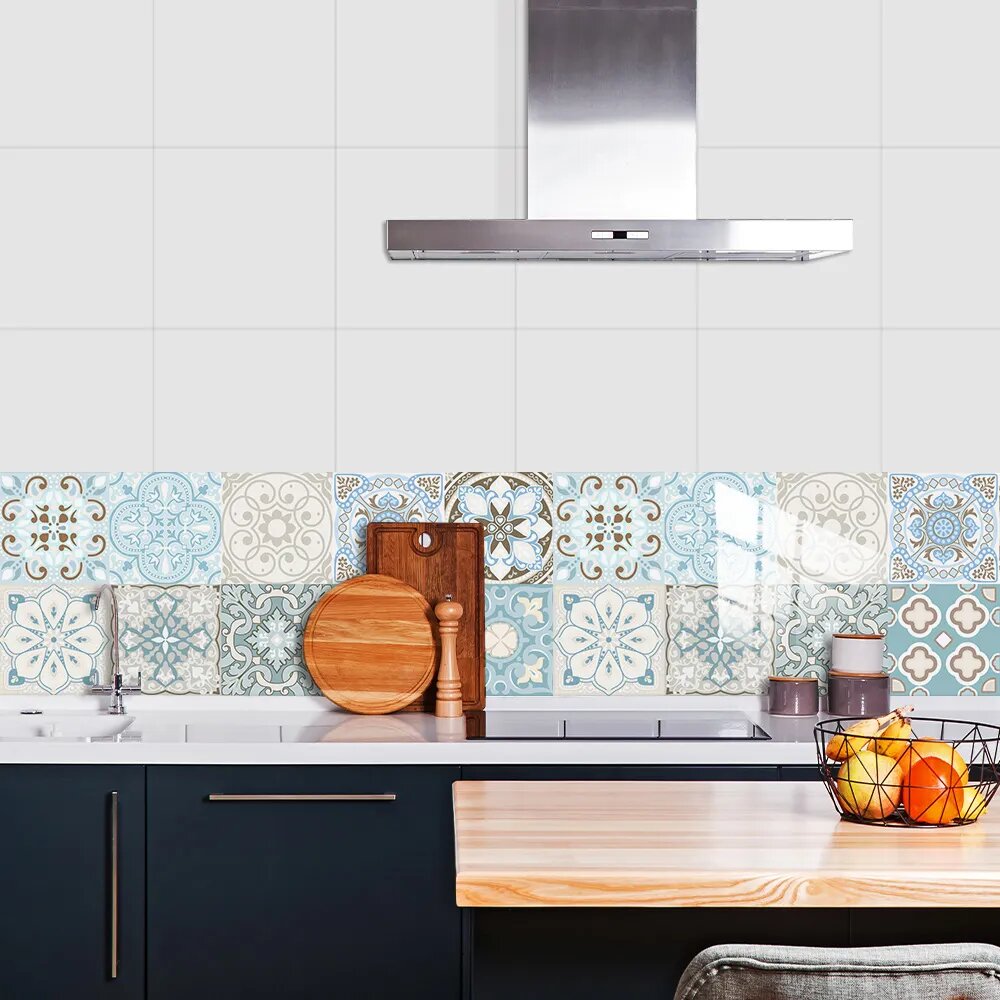 Самоклеящаяся плитка для стен под старинный кафель, виниловые наклейки водостойкие (ПВХ 0.49 мм), набор 10 шт, съемные, для кухни, ванной 15x15 см