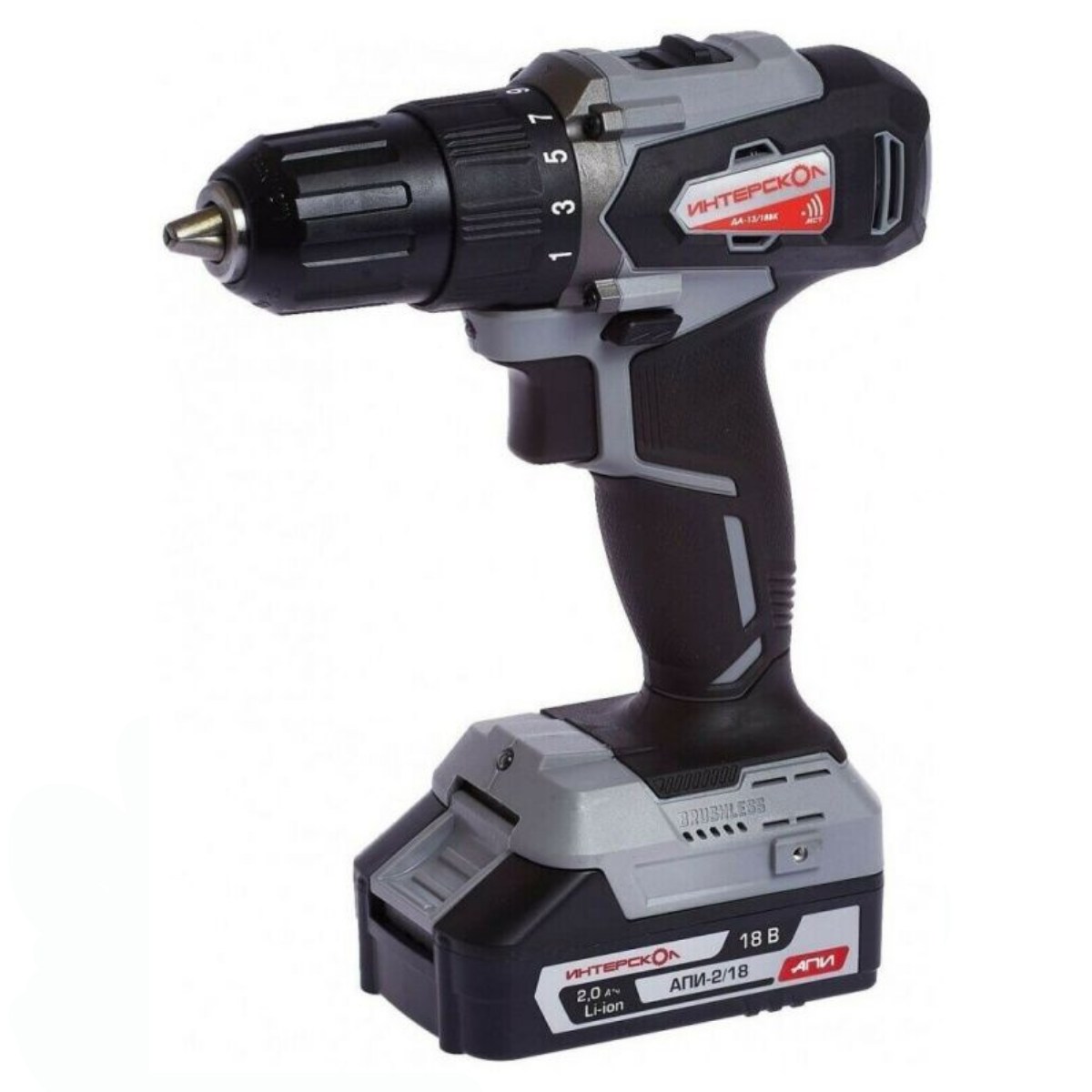 Дрель-шуруповерт аккумуляторная Интерскол ДА-13/18BK (575.2.2.77) серый/черный, 2Ач