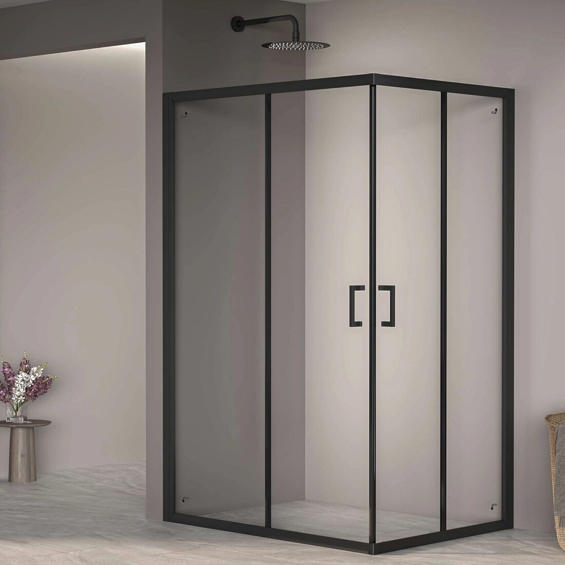 Душевой уголок RGW Passage PA-246B 120х90 профиль черный, стекло прозрачное