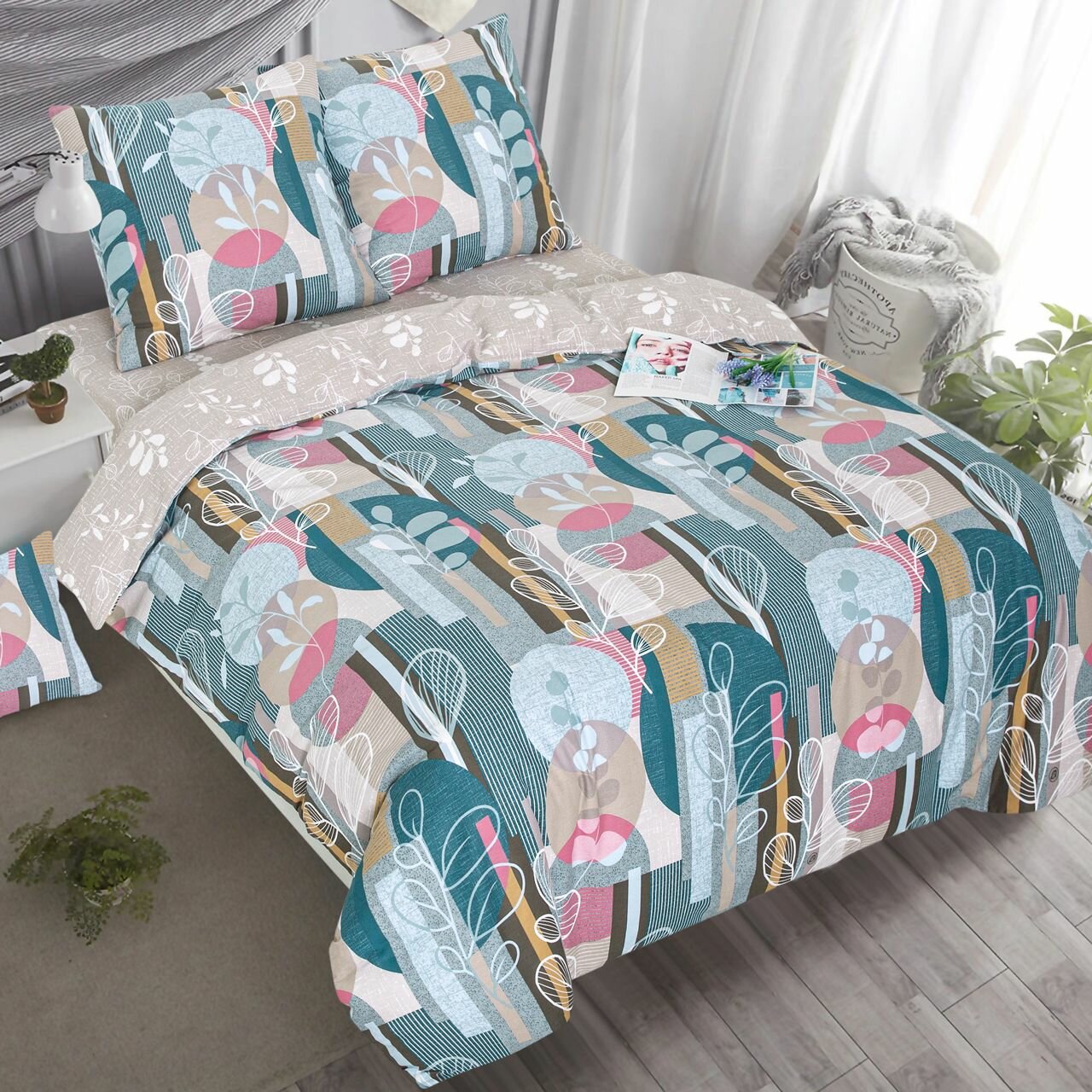 Постельное белье 2-сп. Поплин простыня на резинке 160х200 (70x70 2 шт.) арт. 931 "Ирвниг"