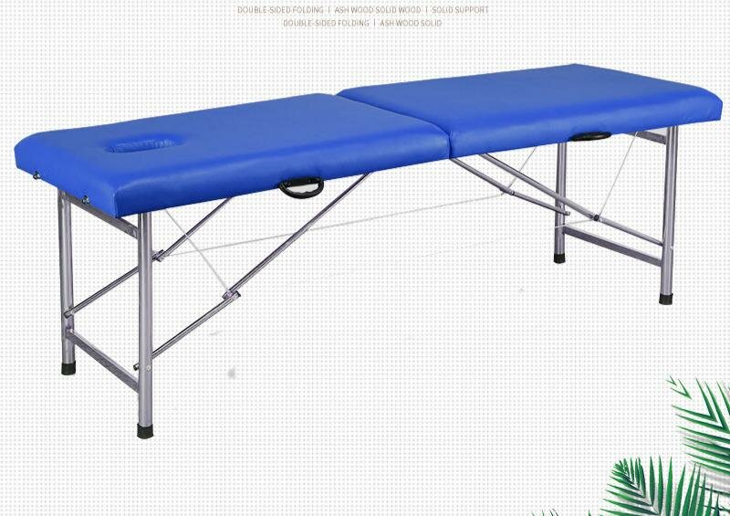 Складная массажная кровать с устойчивым металлическим каркасом, используемая для массажа и косметического ухода