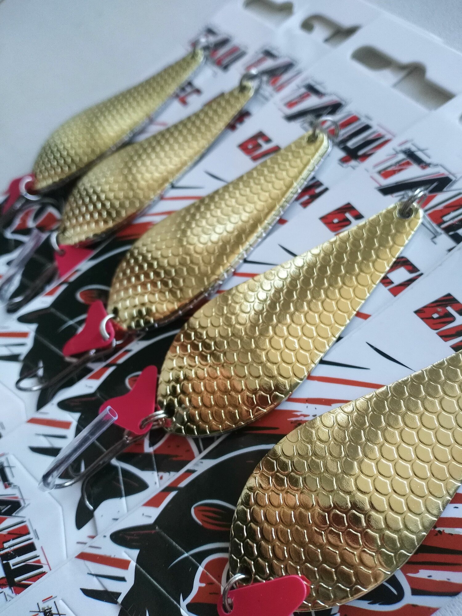 5 ШТ. Набор Блесен тащи! Золотисто - Серебристых Двойных / Шумовых по 25 гр.