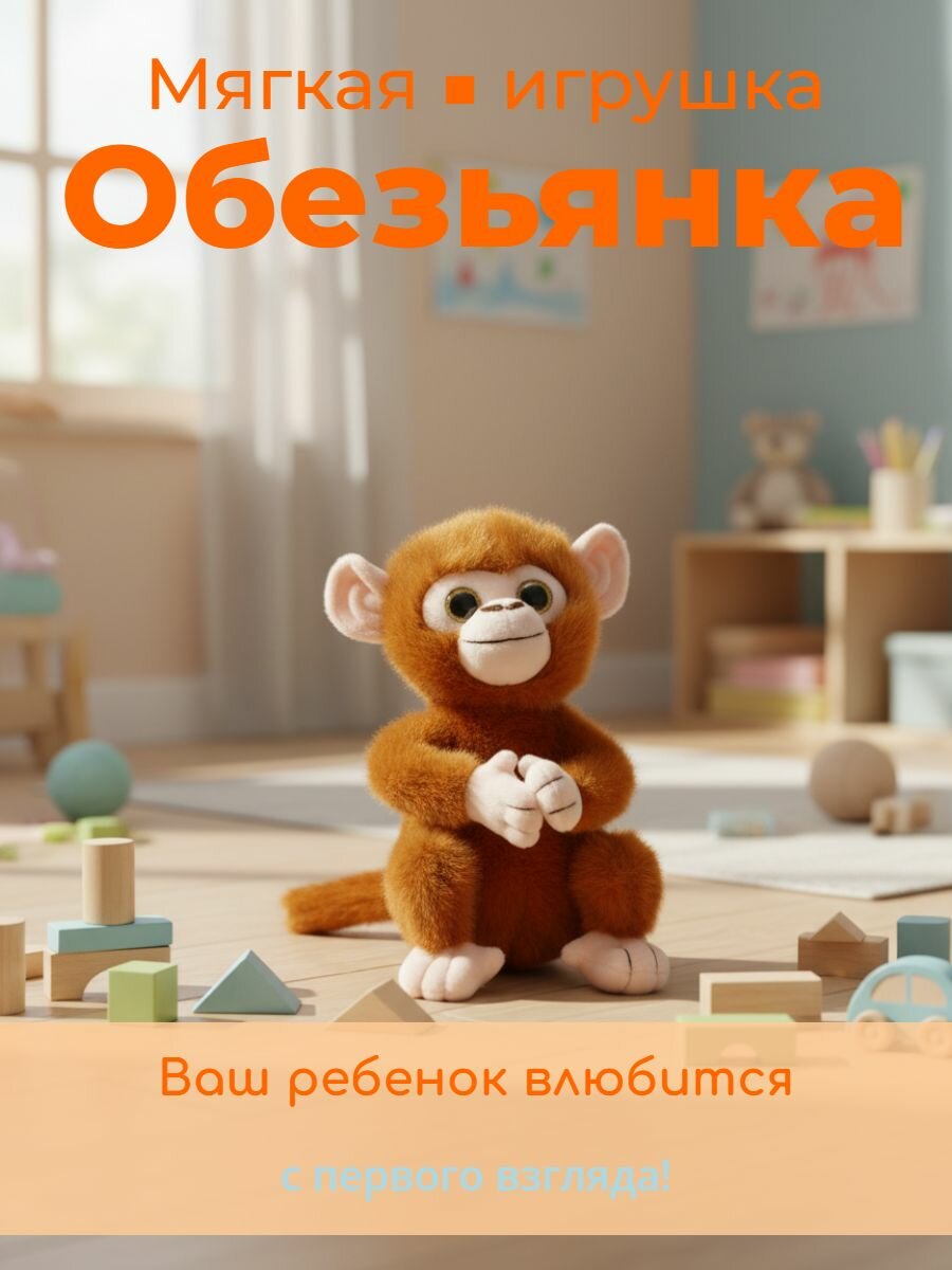 Мягкая игрушка-обезьянка 25см.