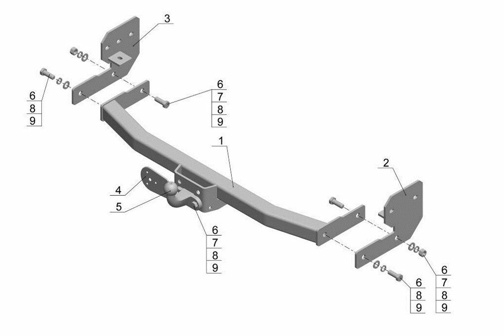 Фаркоп для Mitsubishi Pajero Sport 2008-2017 Тип шара: F. Нагрузки: 2000/100 кг, MI 20