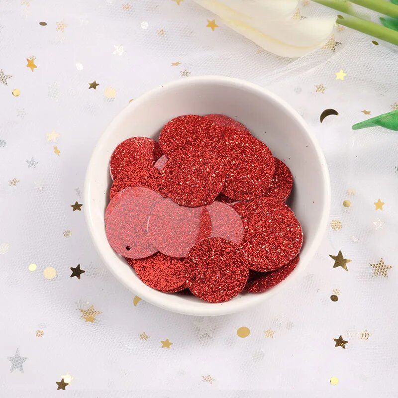Красные плоские блестки iSequins 20 мм, 90 шт.