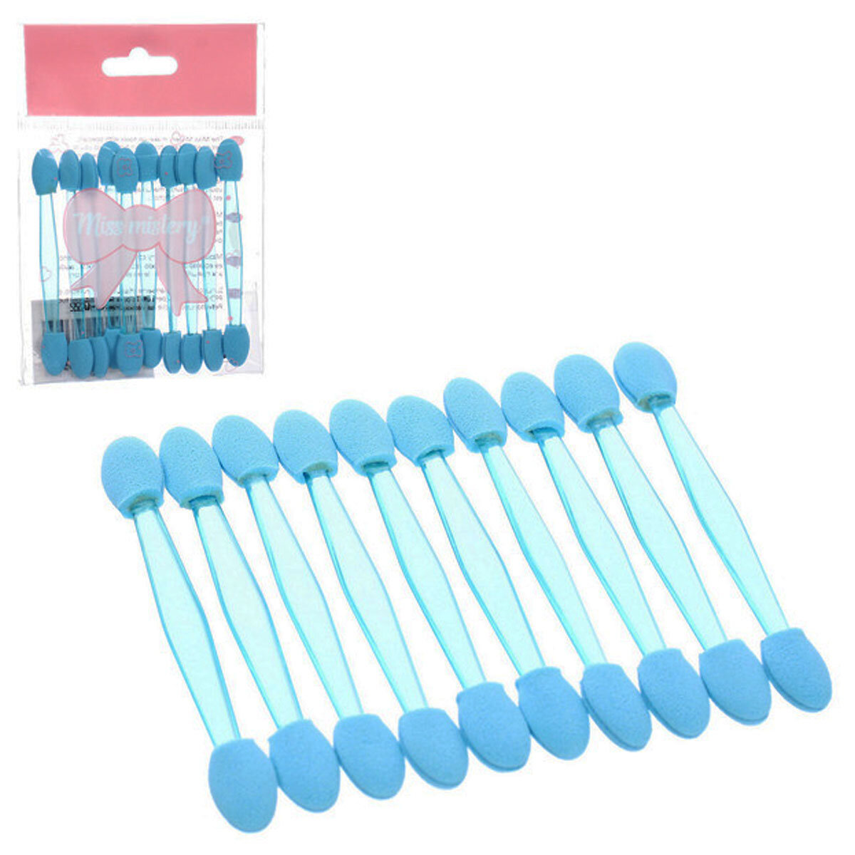 Аппликаторы для макияжа КНР Эффекто, в упаковке 10 шт, 7.5 см, голубые (545-0313)