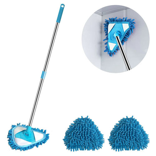 Щетка для мытья окон Рыжий кот с телескопической ручкой 57-93 см, треугольная насадка из микрофибры (104083)