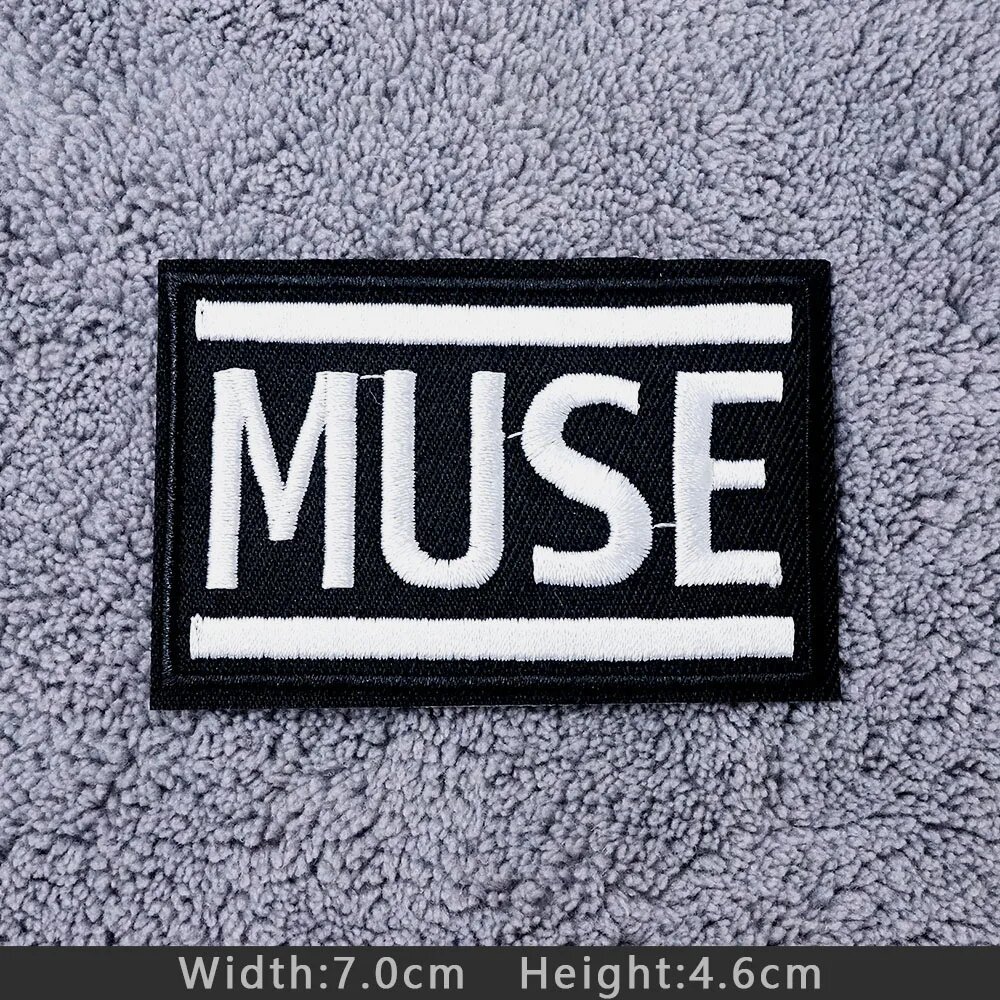 Заплатка вышитая "Muse", 7.0 x 4.6 см, Серый, Цвет: 15